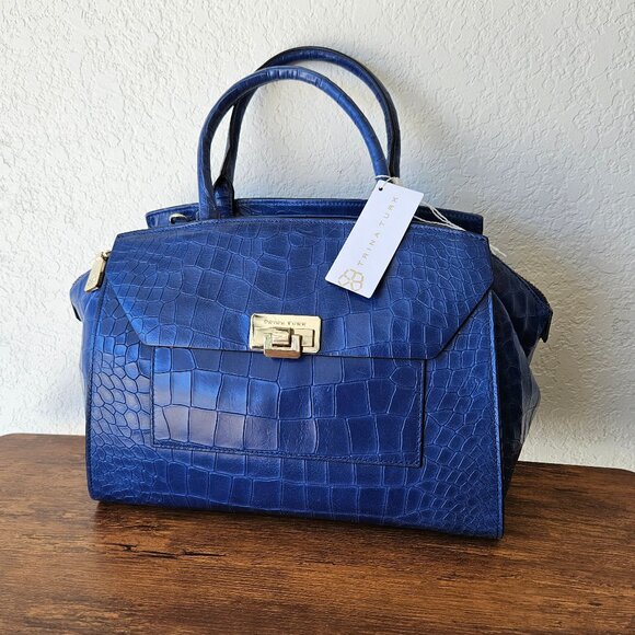 Trina Turk | Bags | Trina Turk Nwt Royal Blue Crocodile Leather ...
